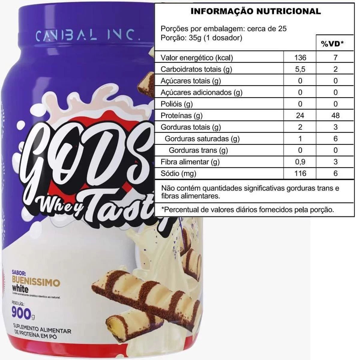 GODS WHEY TASTY 900G BUENISSIMO WHITE CANIBAL INC - CASAL MONSTRO ...