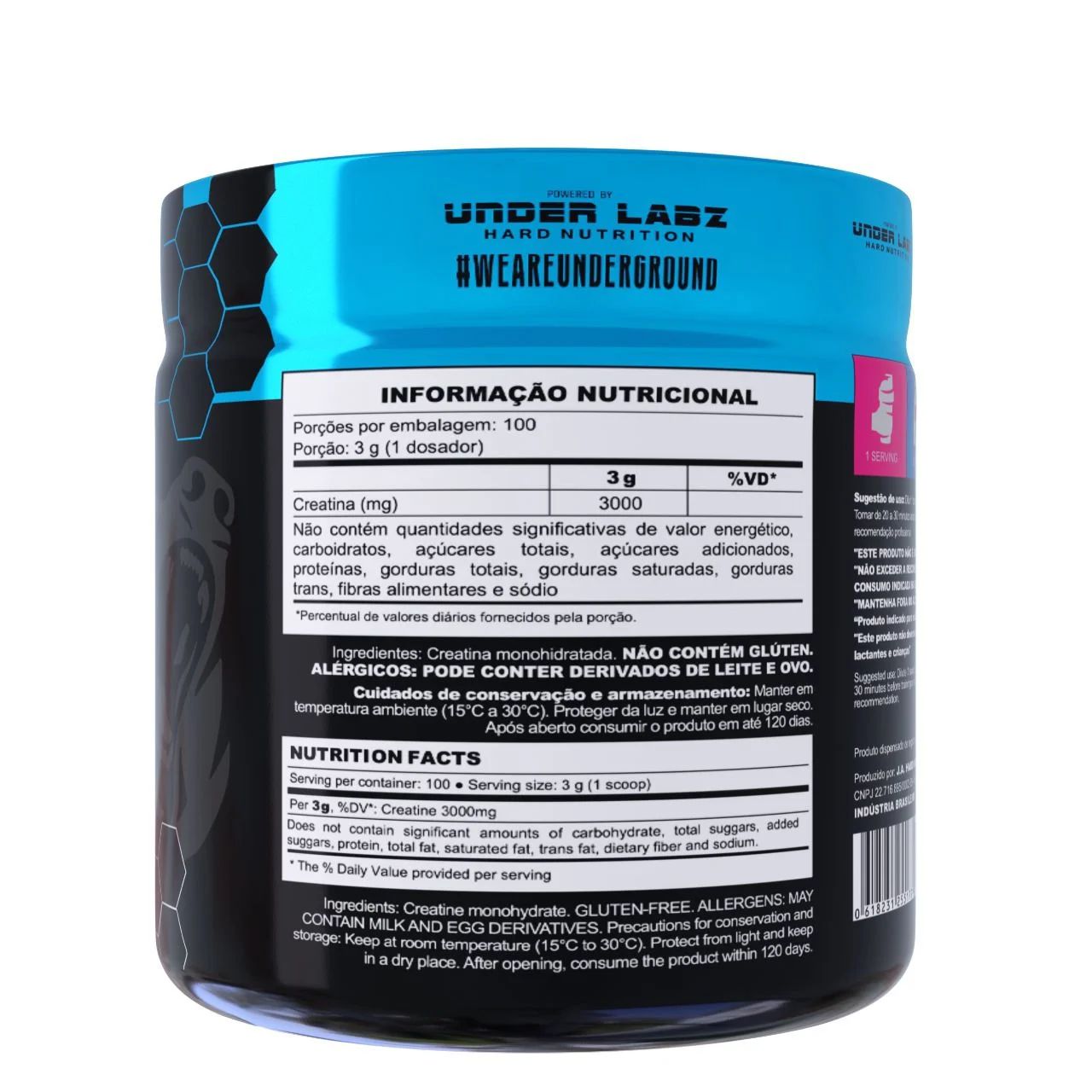 CREATINE MONOHYDRATE 300G UNDER LABZ - CASAL MONSTRO SUPLEMENTOS