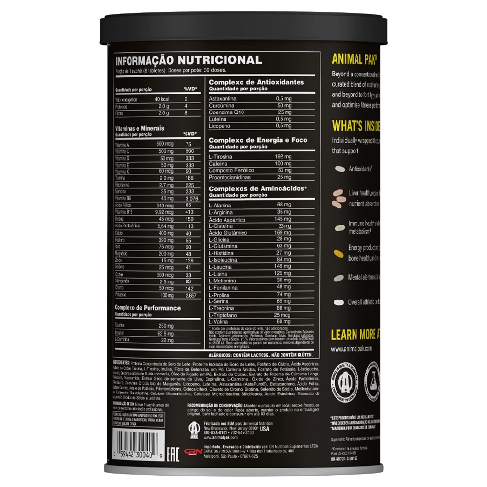 ANIMAL PAK ULTIMATE FOUNDATION 30 SACHÊS - CASAL MONSTRO SUPLEMENTOS