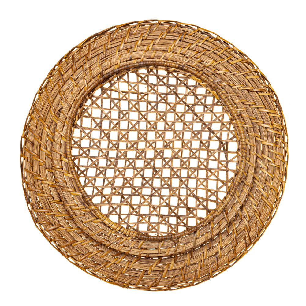 Kit 6 Sousplat Rattan Bambu Redondo 32cm Rustico Telinha Natural ...