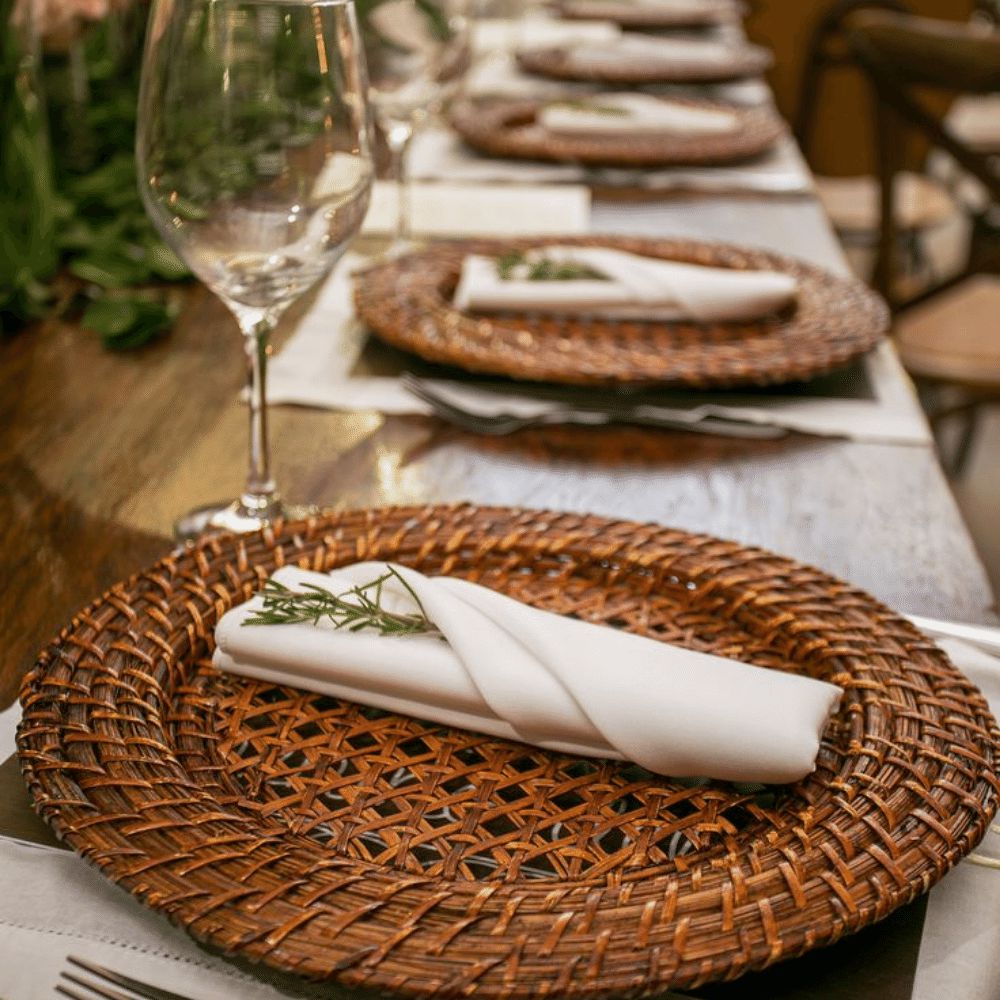 Kit 6 Sousplat Rattan Bambu Redondo 32cm Rustico Telinha Natural ...