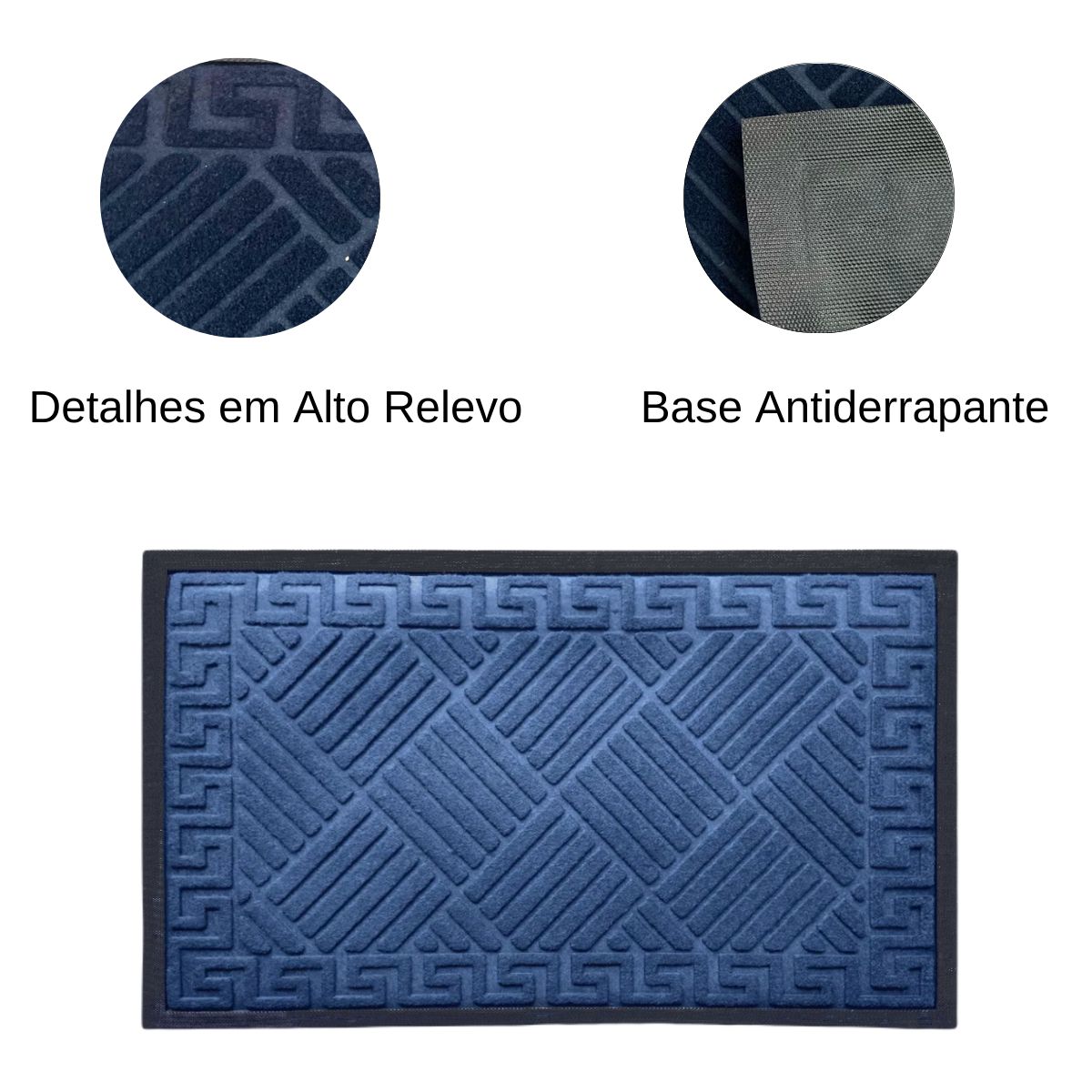 Tapete Capacho Retangular Antiderrapante Azul Polipropileno 75x45cm ...
