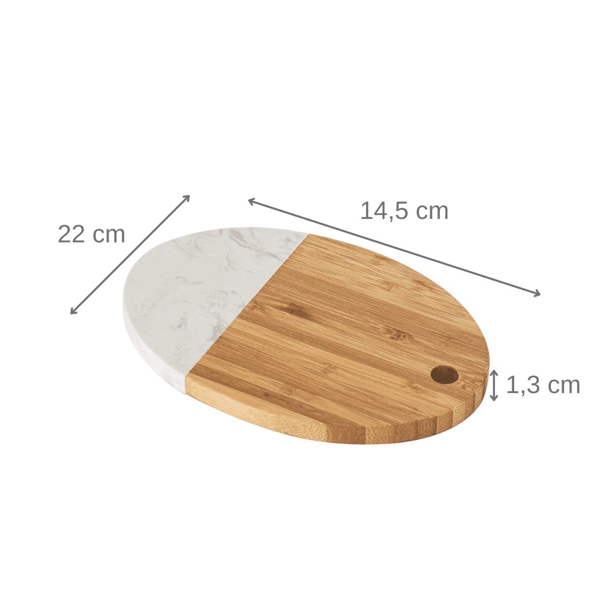 Tábua Bambu e Mármore Bandeja Servir Queijo Frios Petiscos Oval 22x14 ...