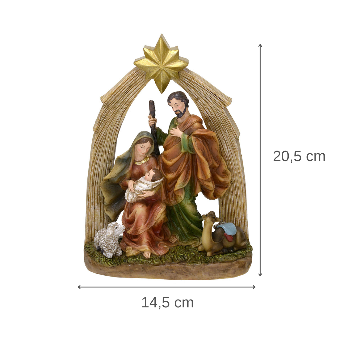 Sagrada família Presépio Natalino 14x6x21 cm Imagem Jesus Resina ...