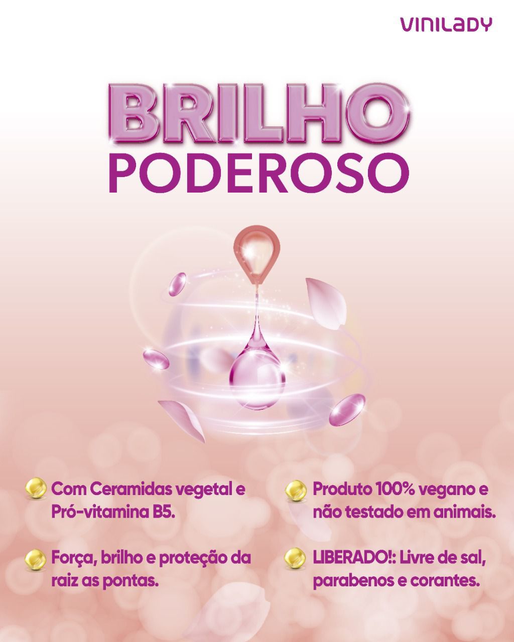 Condicionador Brilho Poderoso Hidratação Vinilady - Loja Virtual Vinilady