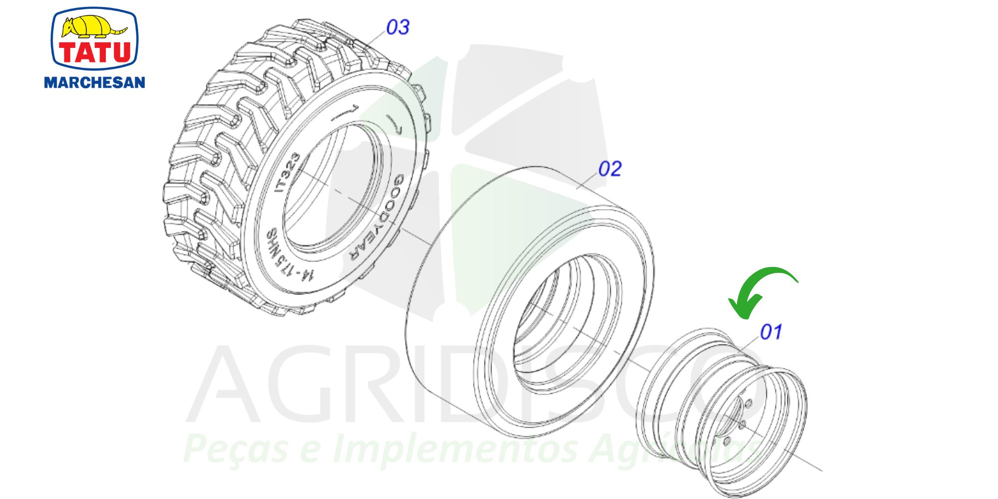 0511065331 RODA ARO 11.75X17.5 COM CENTRO(CRO 4.0/USAP)(TATU/CIVEMASA ...