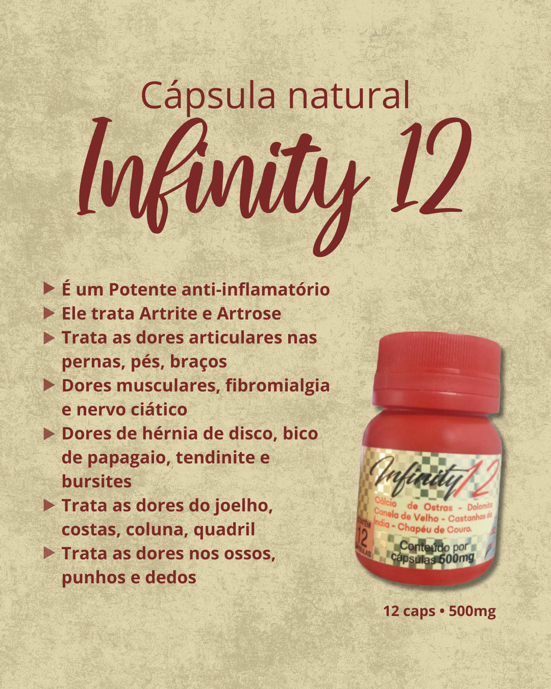 Infinity 12 | 12 Capsulas - 500mg - Natu Nutri Produtos Naturais