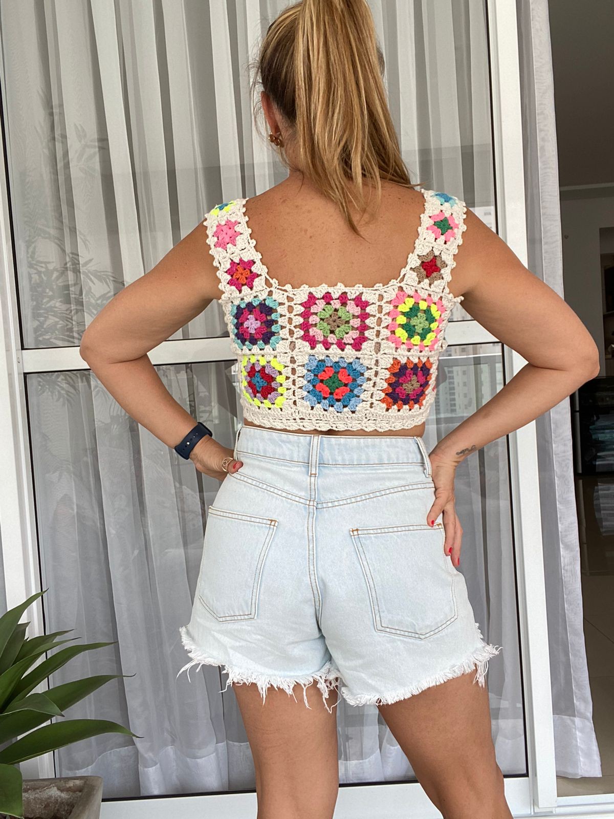 Top Em Crochê Offwhite Com Trabalho Color Tamanho único Madame