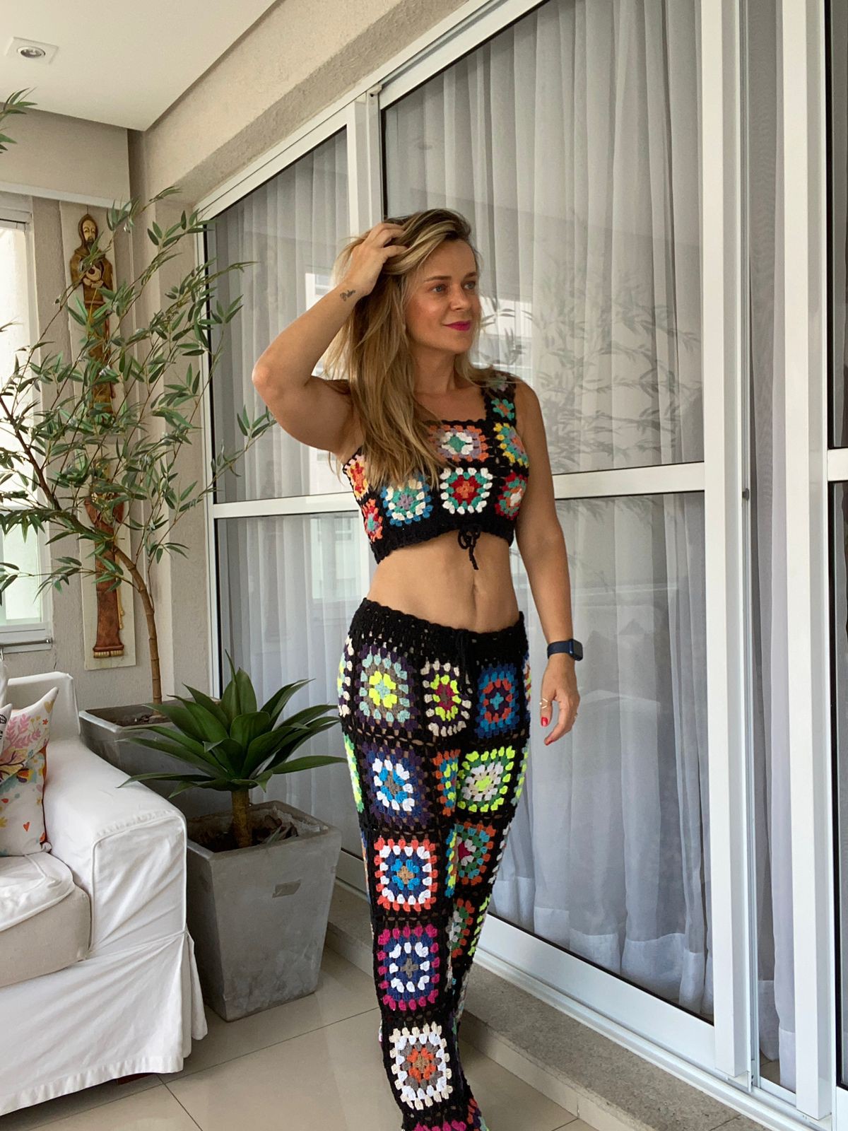 Calça Preta Em Crochê Color Madame Ninna Loja Online De Confeccções