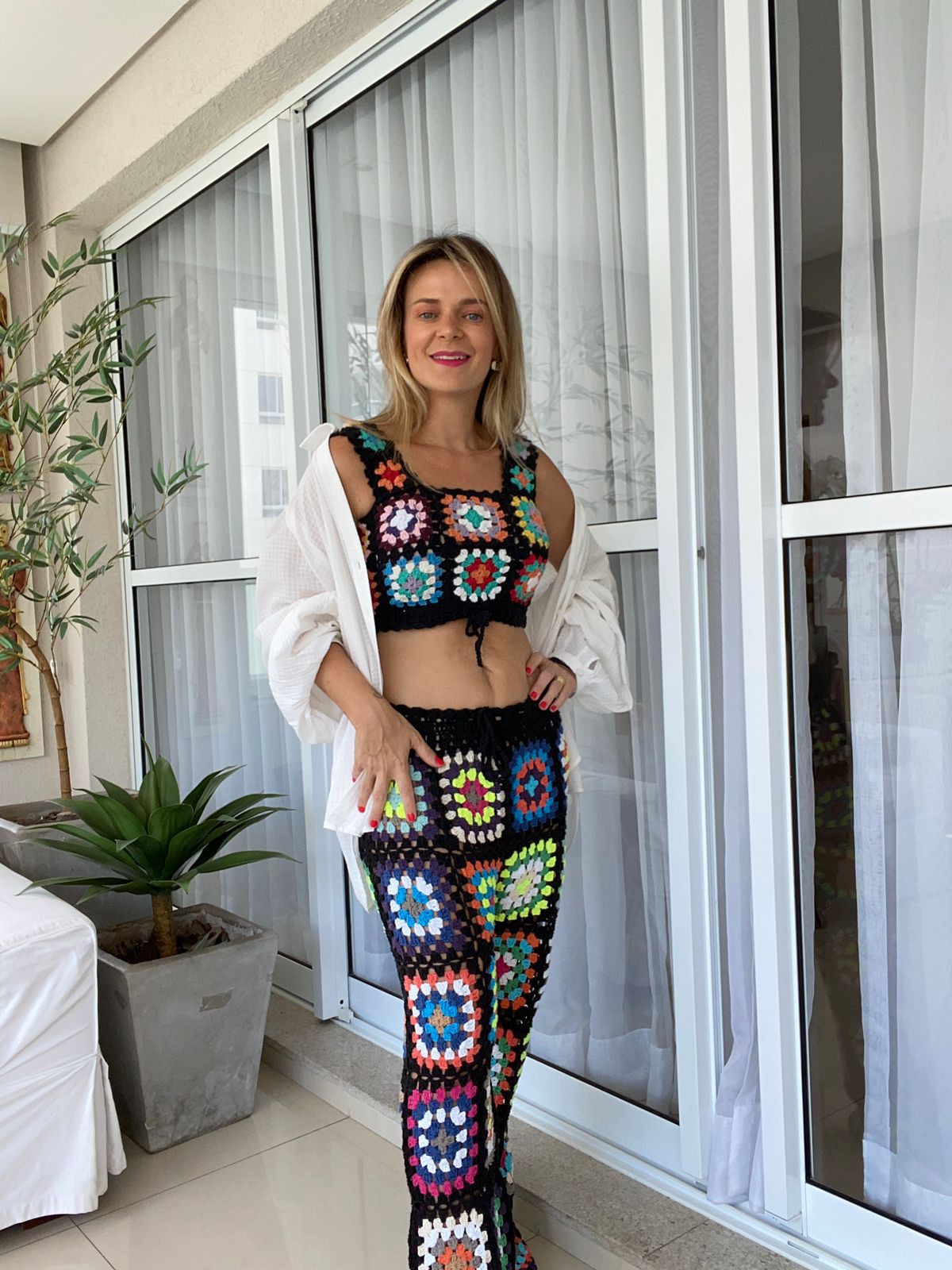 Calça Preta Em Crochê Color Madame Ninna Loja Online De Confeccções