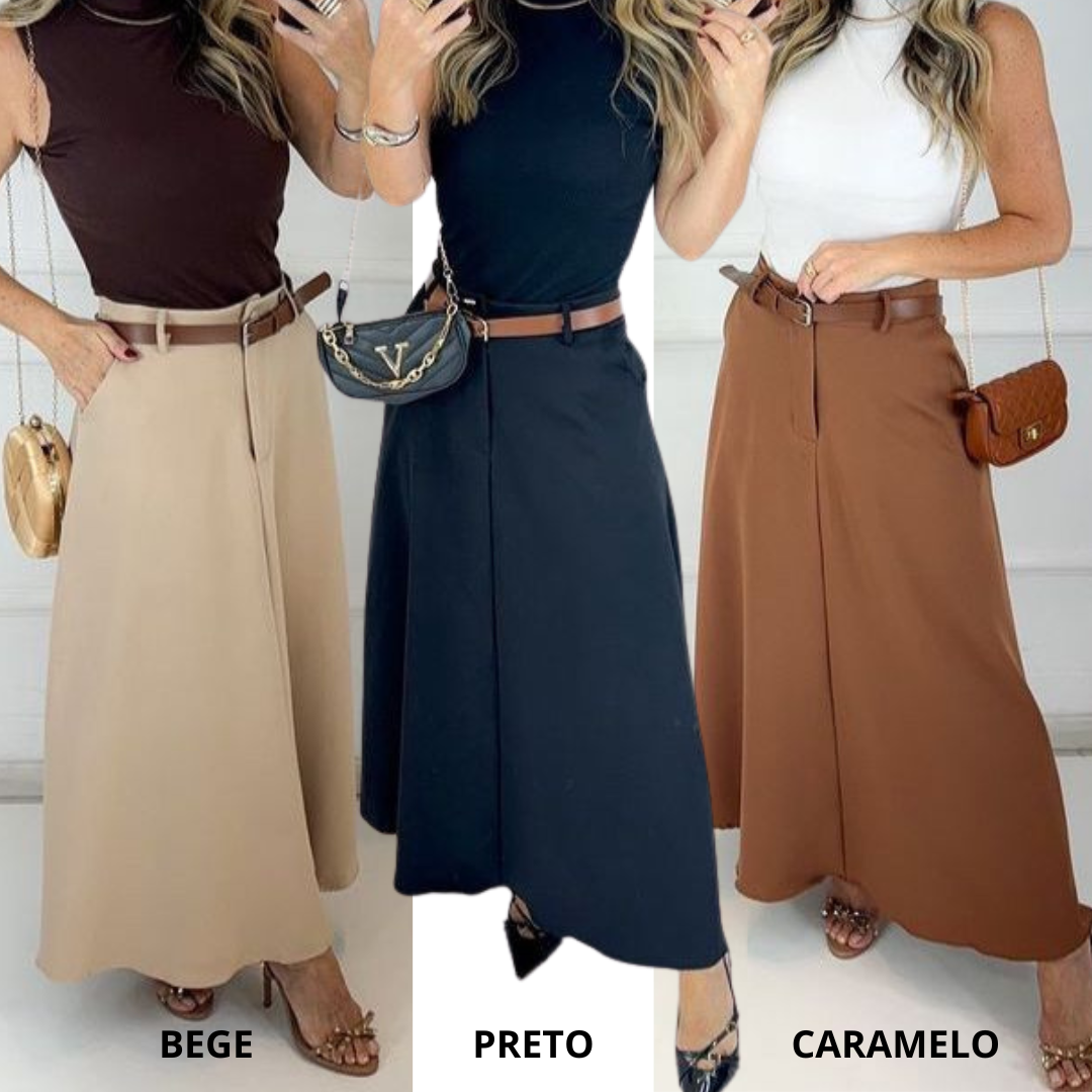 Saia longa alfaitaria - Madame Ninna - loja online de roupas femininas