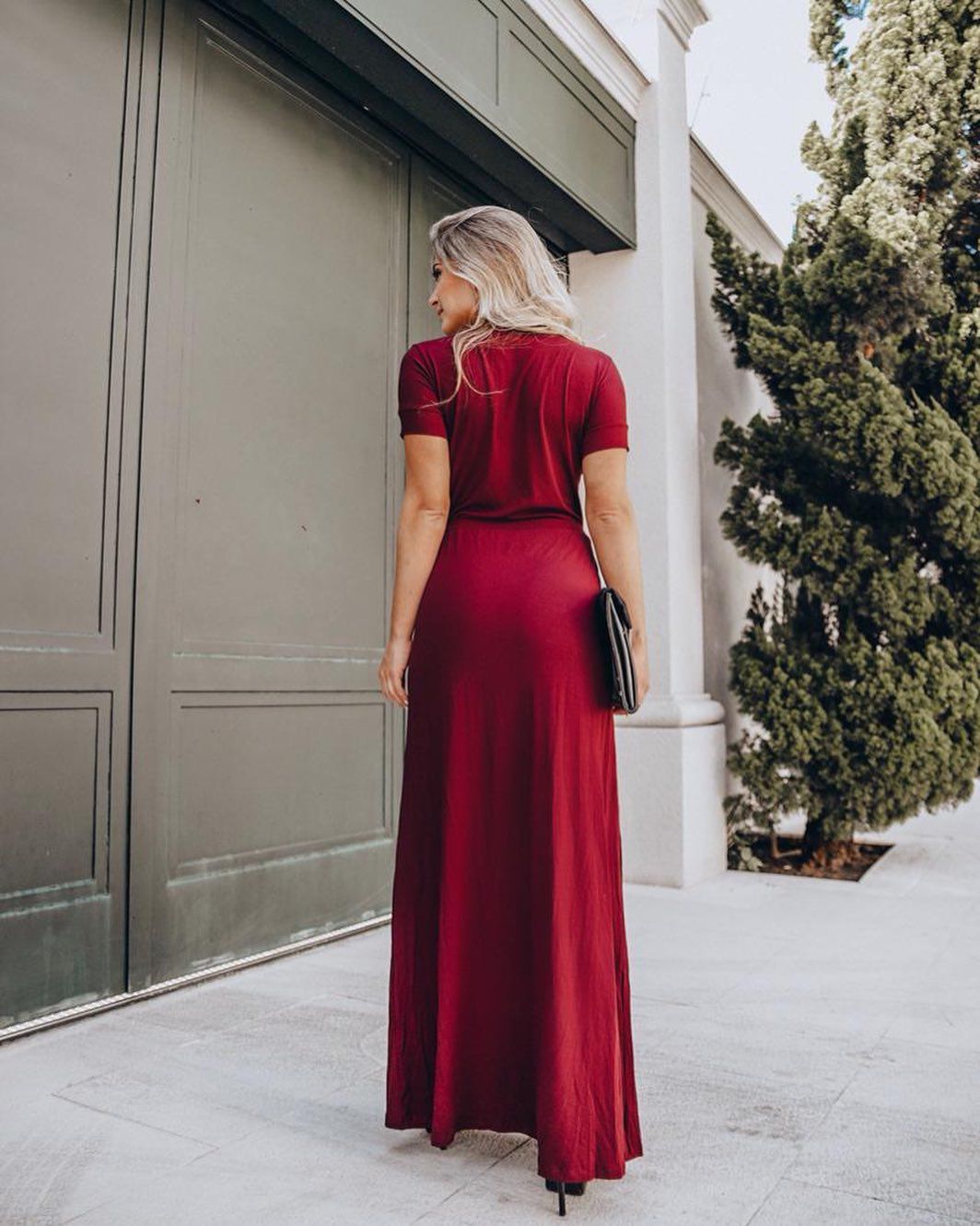 Vestido longo em viscolycra com manguinhas - Marsala - Madame Ninna ...