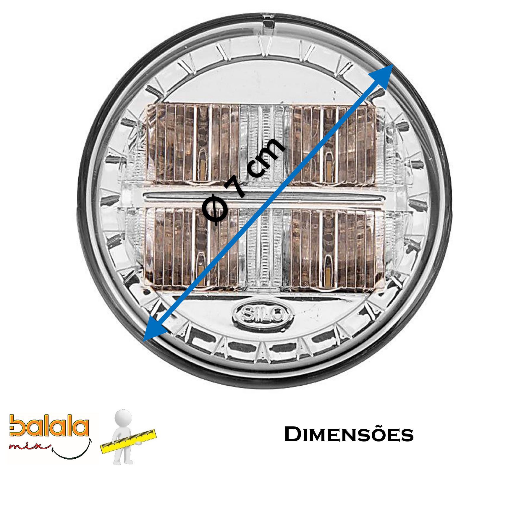 KIT 2 Lanterna Traseira Ônibus Caio 70mm 4 Led Cristal - Balala Mix