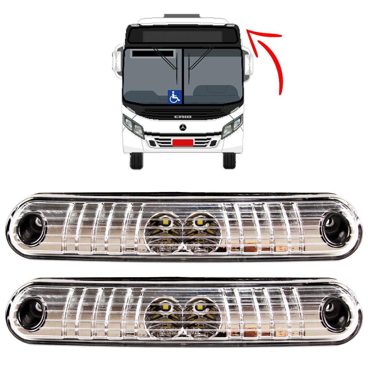 KIT 2 Lanterna Vigia Teto Busscar Caio Apache Vip 24volts CR - Balala Mix