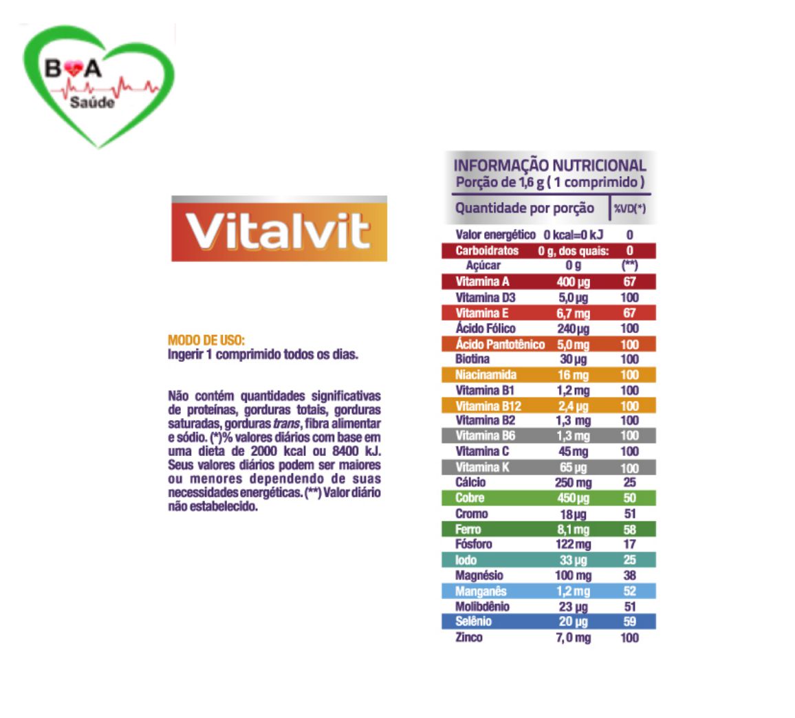 VITALVIT SUPLEMENTO POLIVITAMINICO E POLIMINERAL - BOA SAUDE - BOA ...