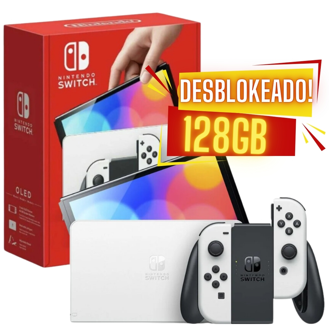 Nintendo Switch OLED Branco DESBLOQUEADO 128GB