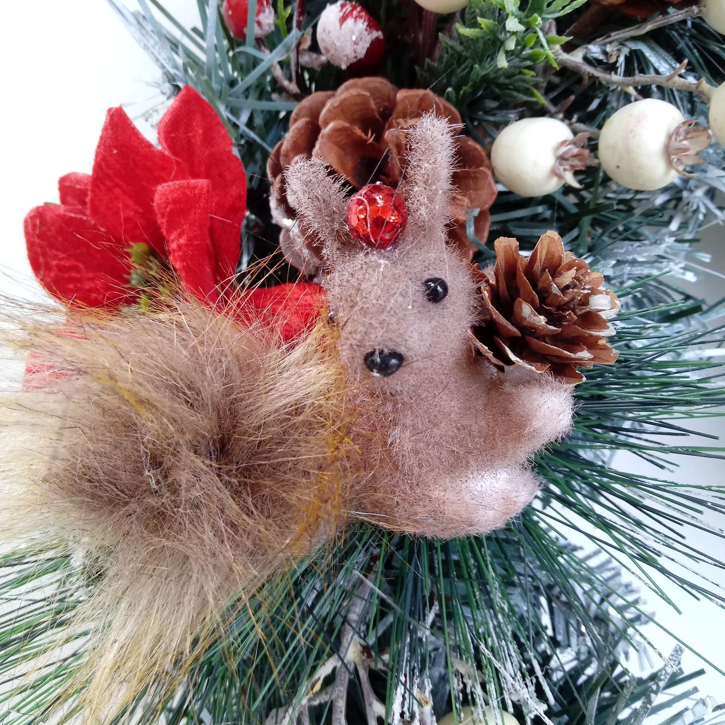 Guirlanda Natalina da Fartura à Esquilos Ø58cm Com 1 Led. - Papel Mache