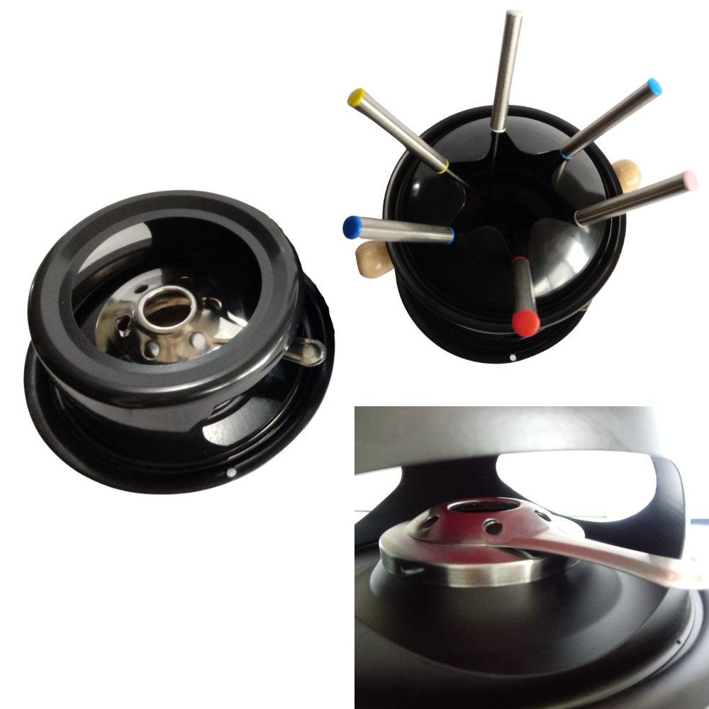 Kit Aparelho Para Fondue Esmaltado 11 Peças Aço Carbono Mais Raclette 7 ...