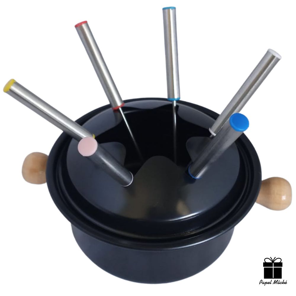 Kit Aparelho Para Fondue Esmaltado 11 Peças Aço Carbono Mais Raclette 7 ...