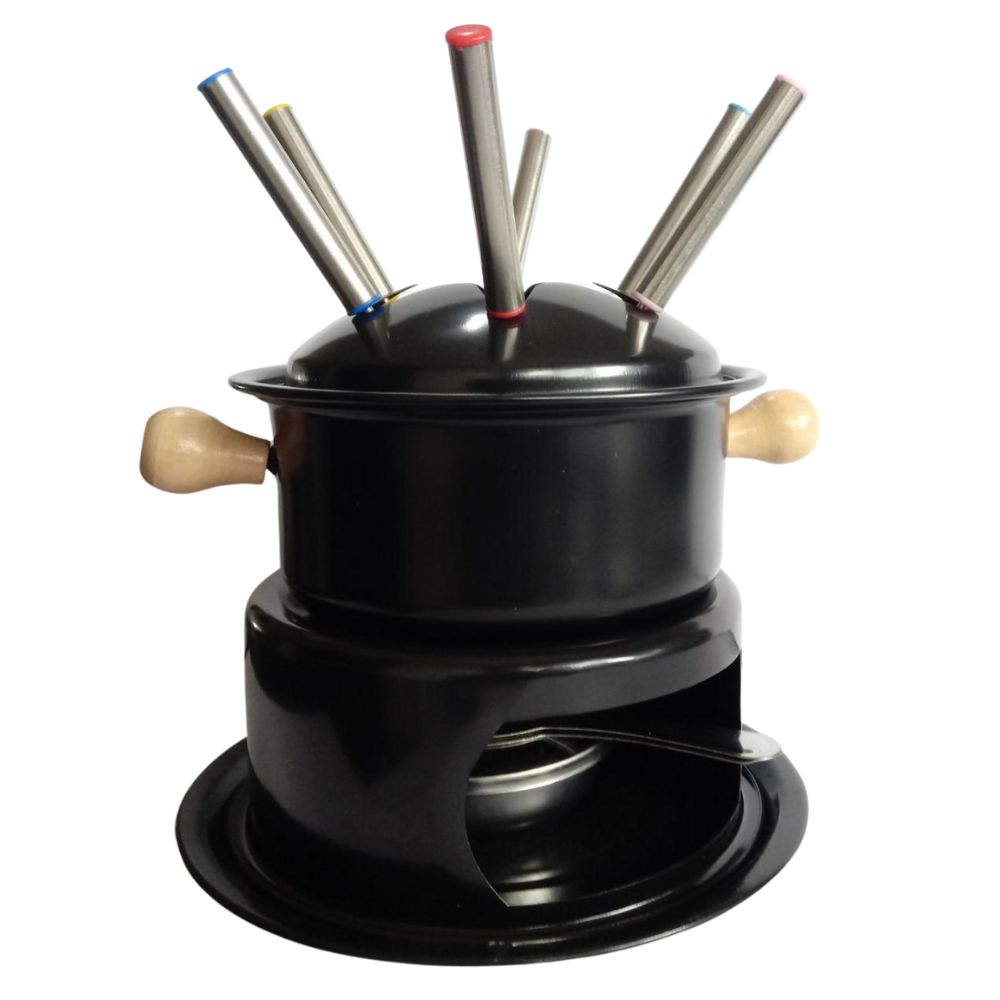 Kit Aparelho Para Fondue Esmaltado 11 Peças Aço Carbono Mais Raclette 7 ...