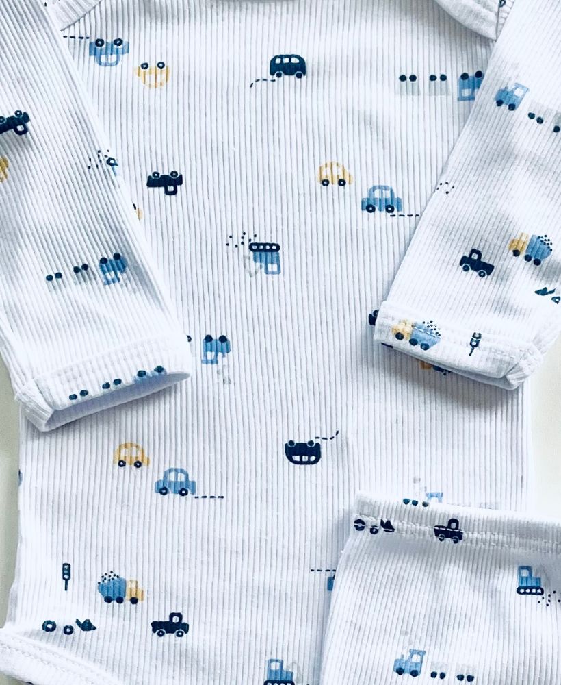 Conjunto Body e Calça Bebê Canelado Carrinhos - Roupa de Bebê do ...
