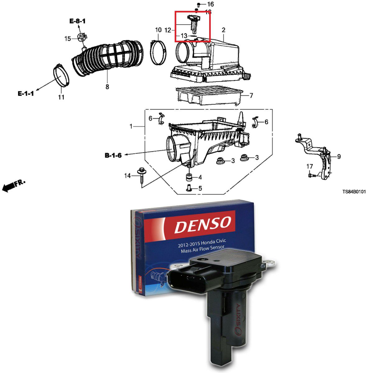 Sensor De Fluxo De Maf Ar Civic, Fit E Accord - Curitiba Trade Shop