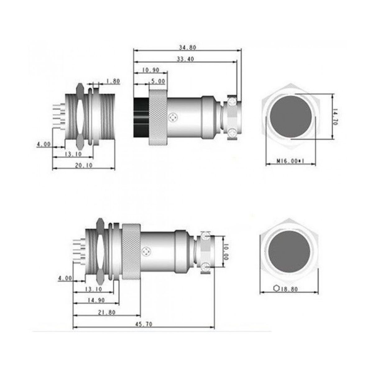 Capa Conector GX16 Macho - Impacto CNC
