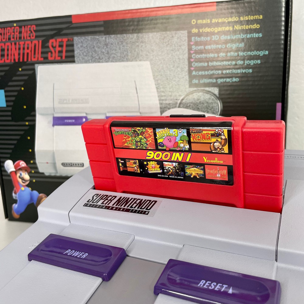 Super Nintendo + Cartucho 900 Jogos em 1 - Game com Café.com