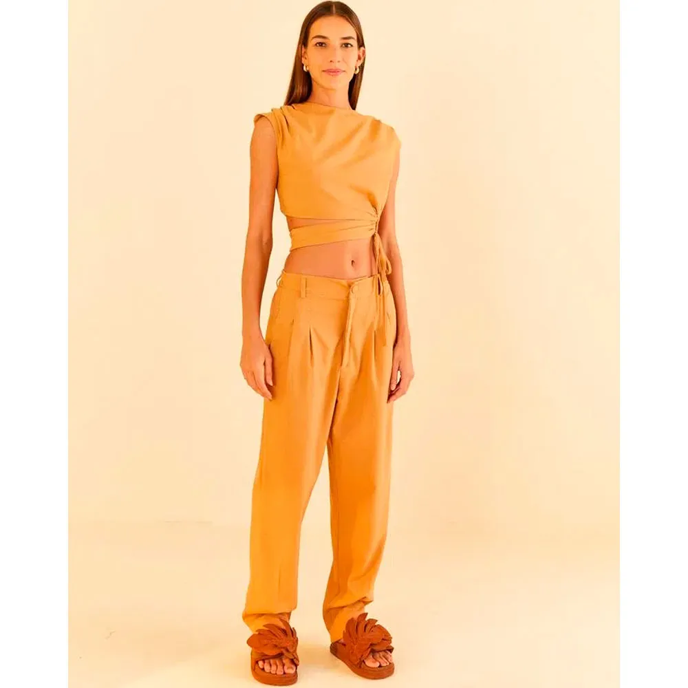 CALÇA CENOURA PREGAS AMARELA FARM - Blessed