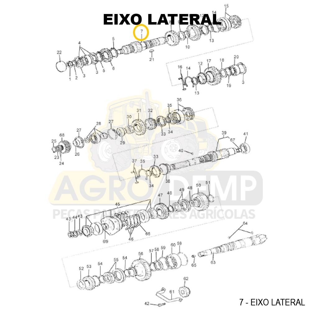 EIXO LATERAL E PRINCIPAL DA CAIXA DE TRANSMISSÃO SINCRONIZADO (18X23 ...