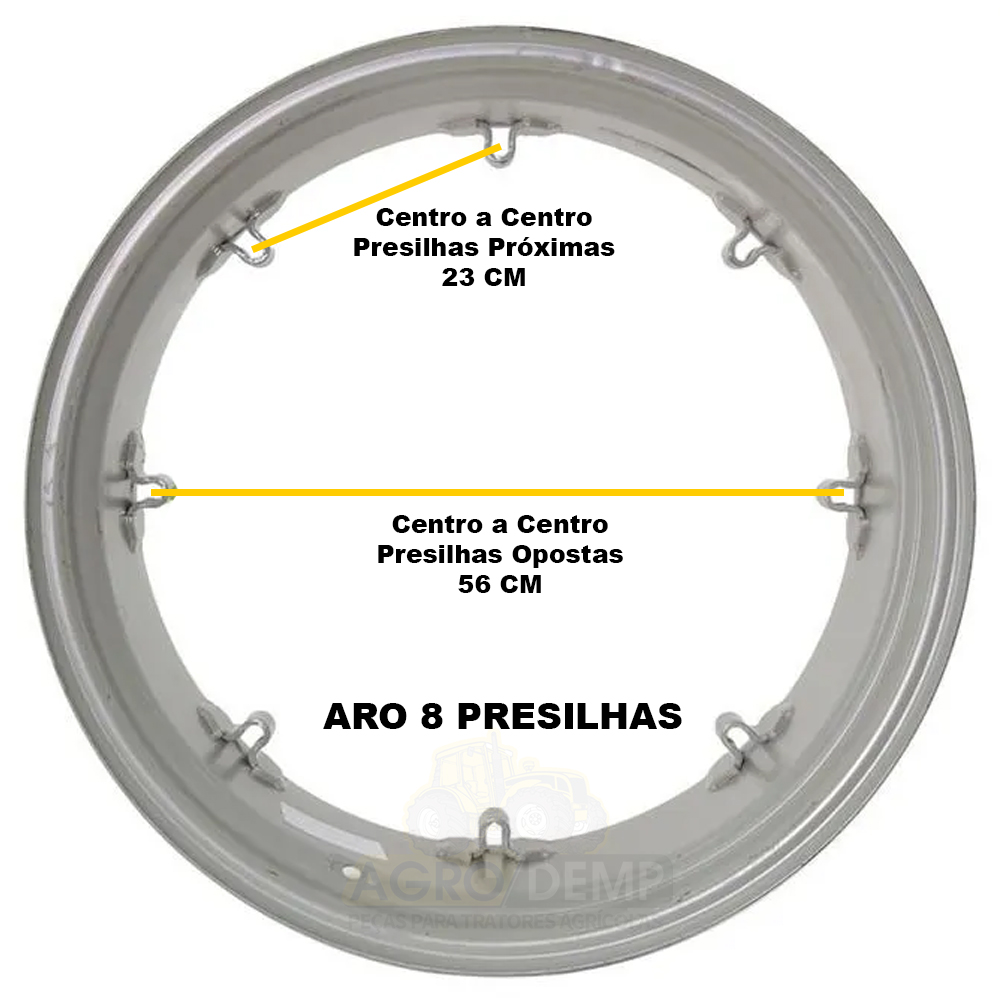 RODA ARO TRASEIRO (12X28 - 8 PRESILHAS - PARA PNEU 14.9-28) MASSEY FE - Agrodemp Tratores | Loja ...