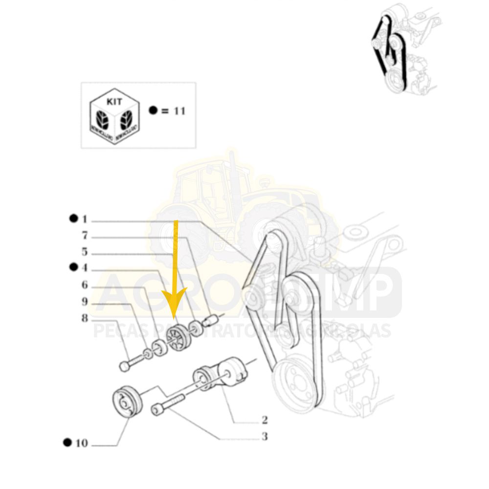 POLIA DO MOTOR NEW HOLLAND TS80 / TS90 / TS100 / TS110 / TS120 - 83995 ...