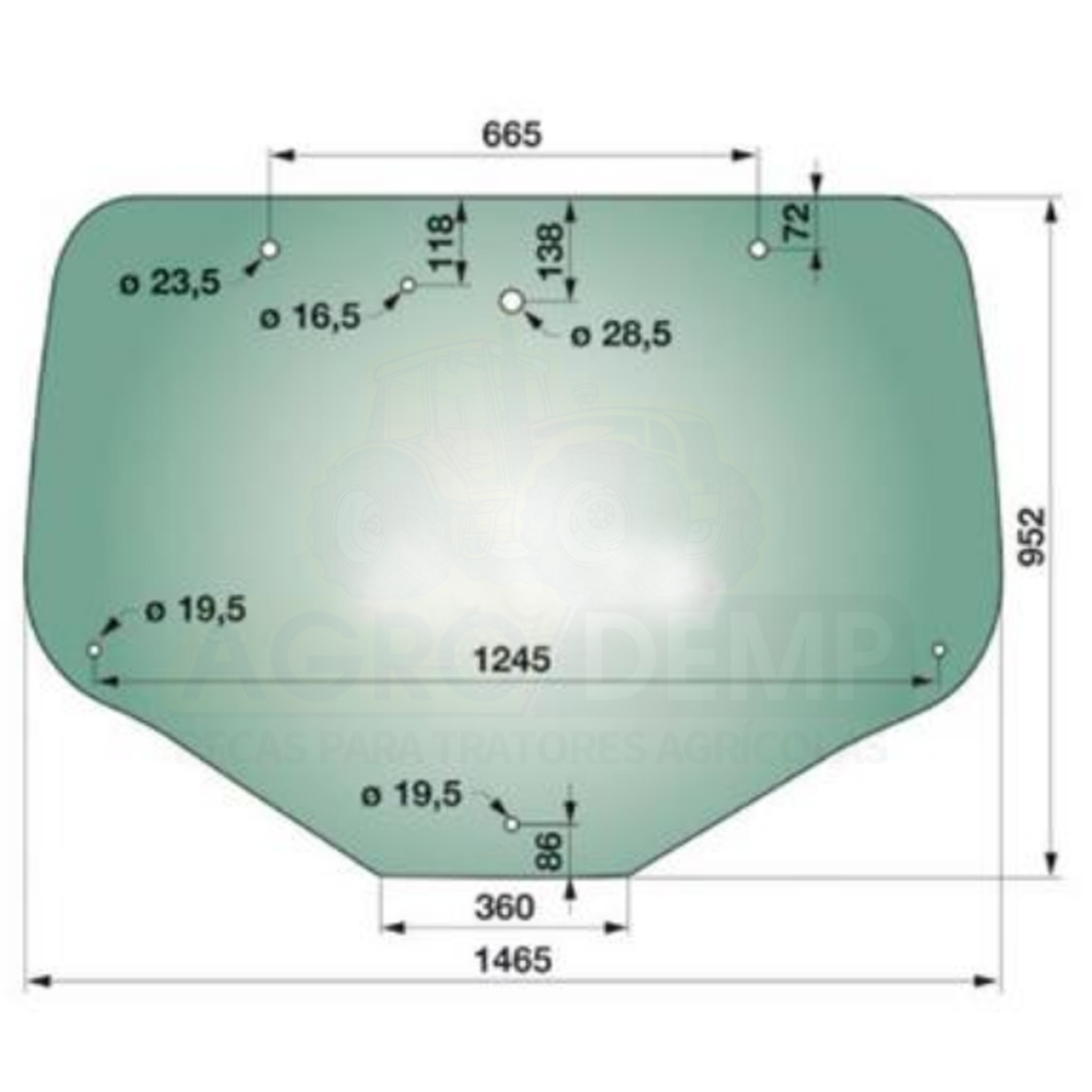 VIDRO DA CABINE JANELA TRASEIRA - NEW HOLLAND T6010 / T6020 / T6030 ...