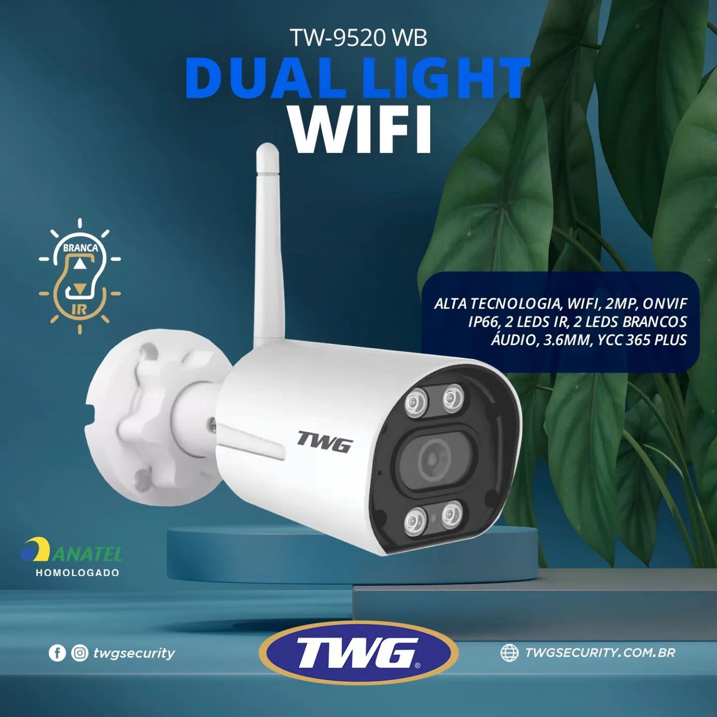 Câmera Bullet Wifi 1080p Dual Led 9520 Twg - Telekin