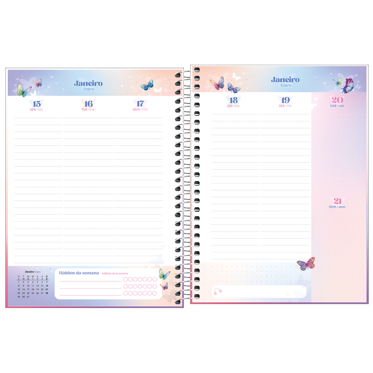 Agenda 2024 Planner Daisy Espiral Capa Dura M7 (17,7 X 24cm) 80 Folhas ...