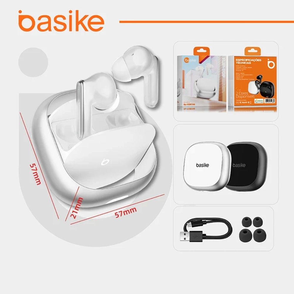 Fone De Ouvido - Sem Fio - Bluetooth Hifi Tws - Basike BA-FON166 ...