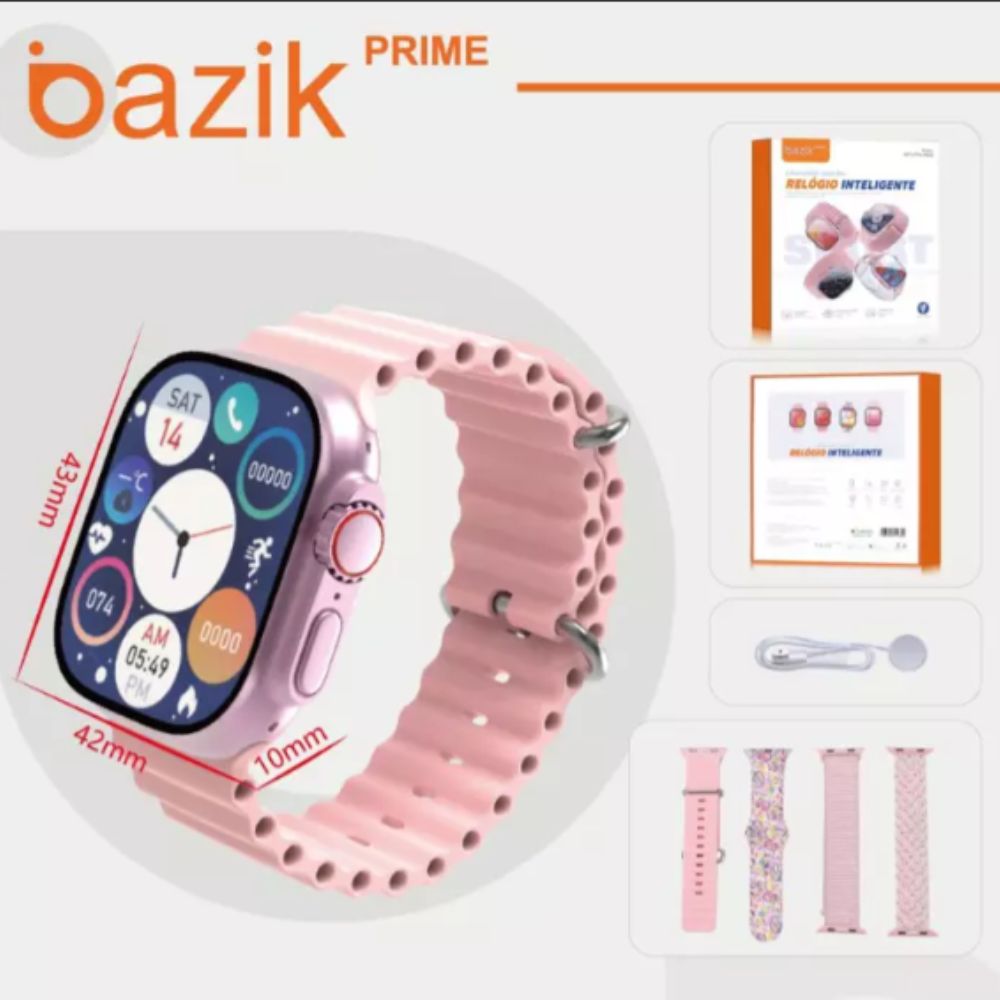 Smartwatch W73 Pro Max Relógio De Pulso Digital Acompanha 4 Pulseiras - Bazik Prime