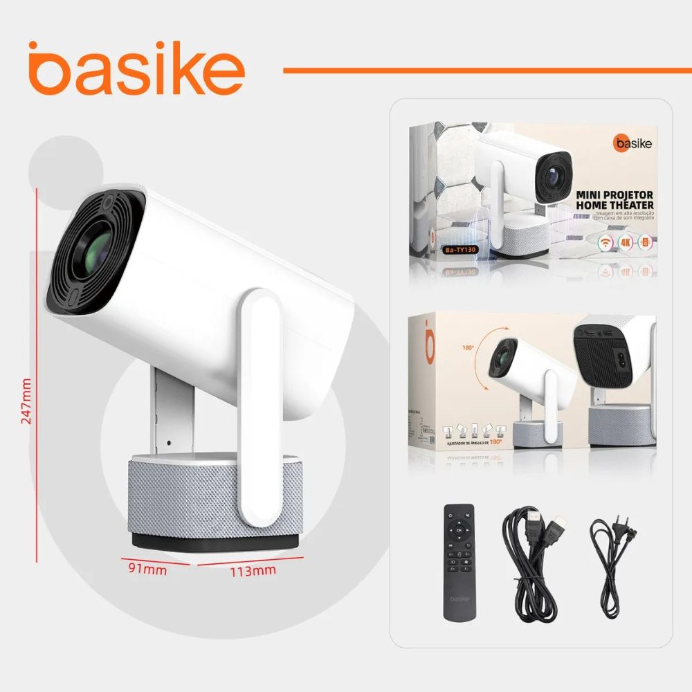 Projetor Cinema 4k Com Som De 42w Basike Ba-TY130 - Bazik Prime