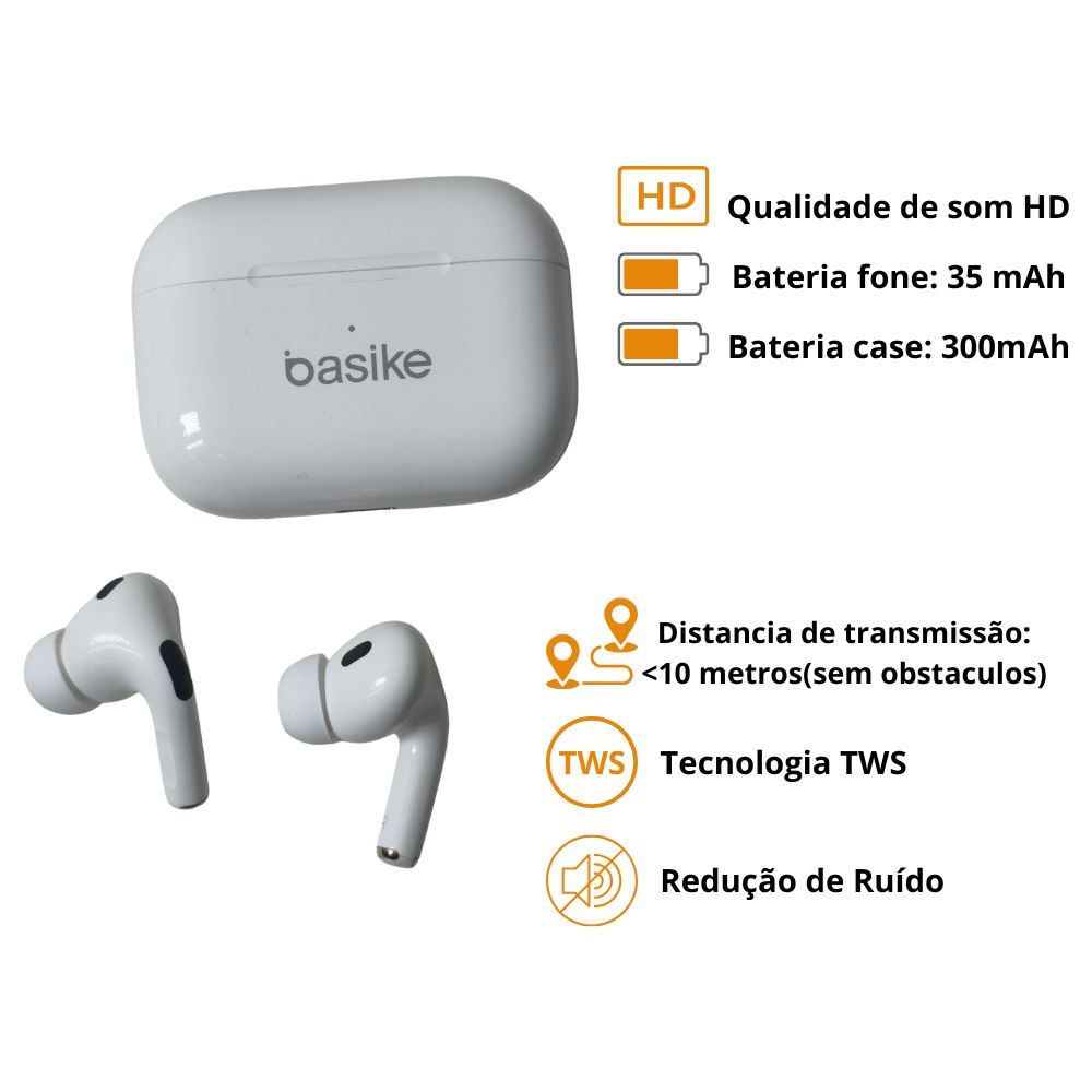 Fone De Ouvido - Sem Fio - Bluetooth Hifi Tws - Basike FON12061 ...