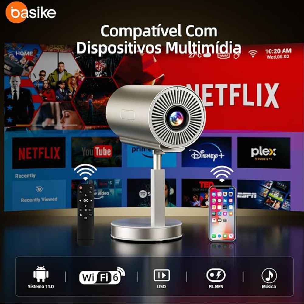 Projetor Cinema 4k Basike Ba-TY129 - Distribuidora Bazik Prime