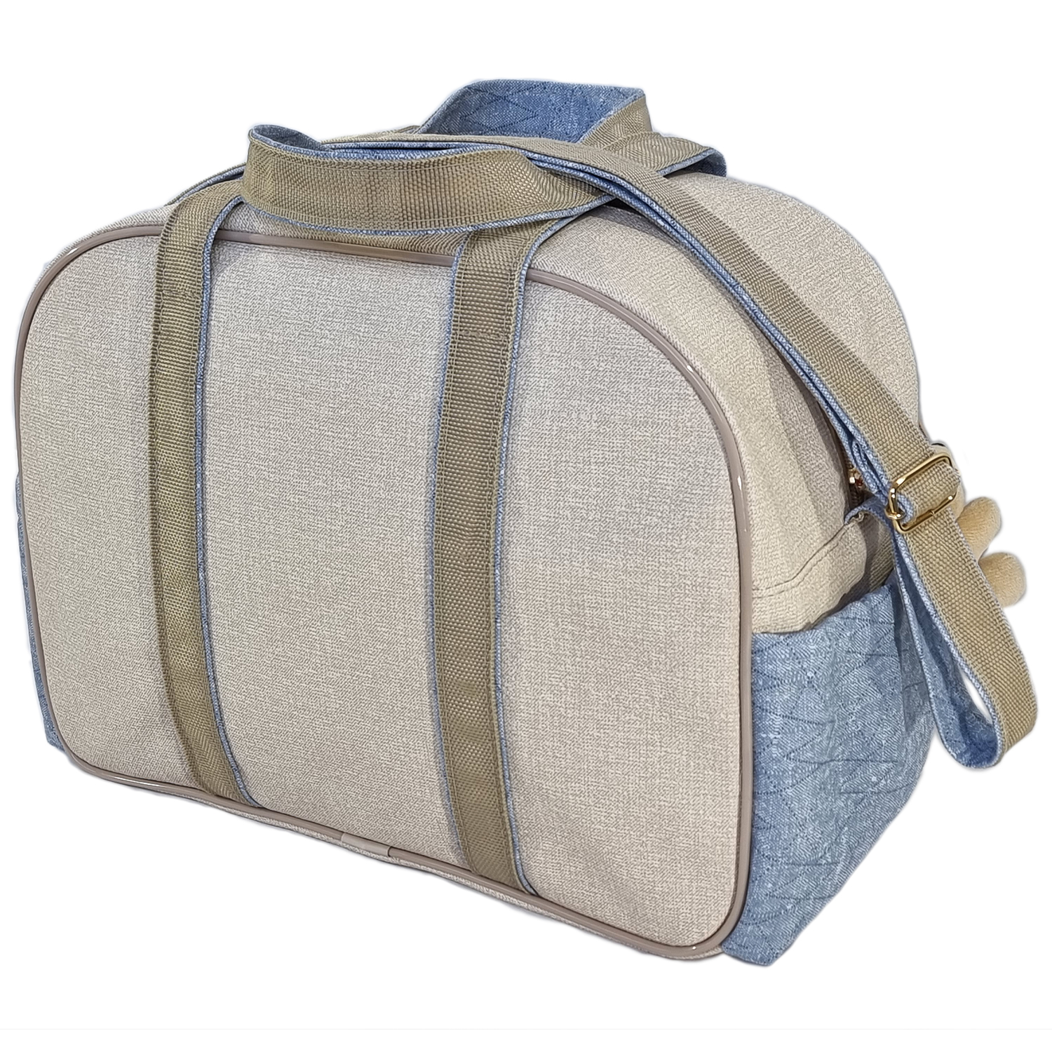 Bolsa Bebe Maternidade Grande Elegance Jeans Personalizada + Ursinho ...