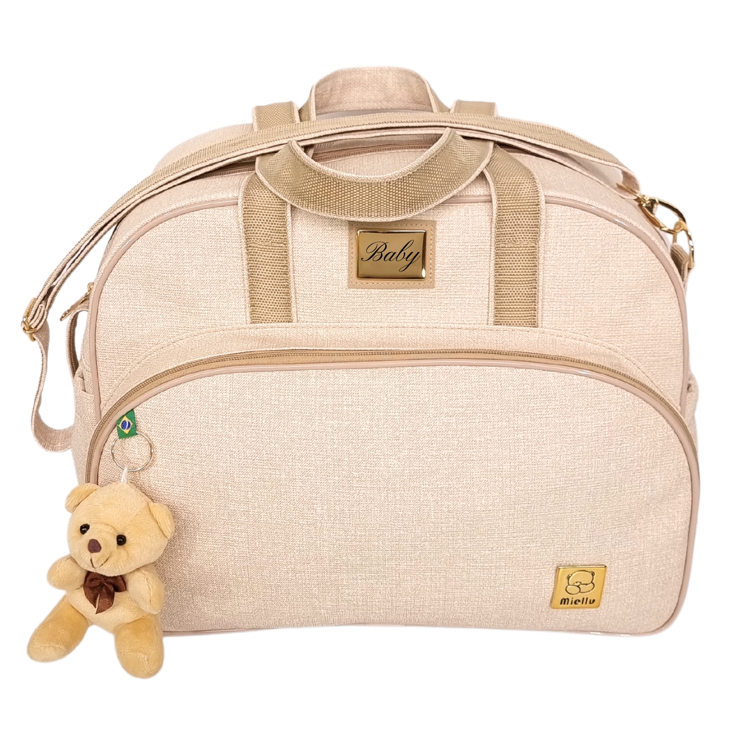 Bolsa Bebe Maternidade Grande Linho Personalizada + Ursinho - MIELLU ...