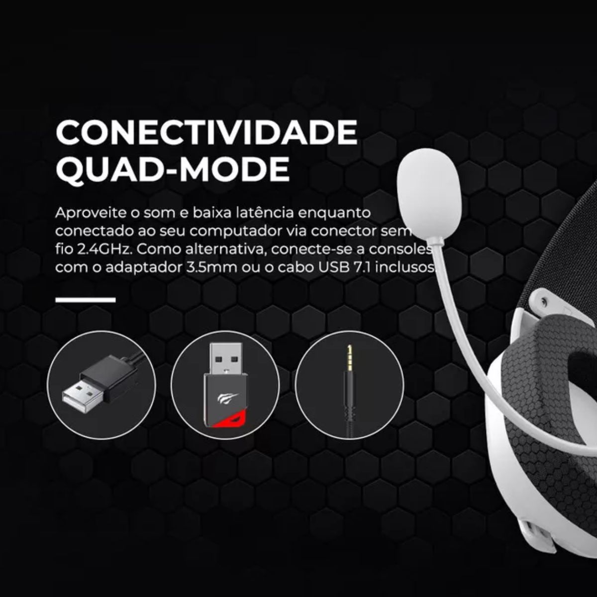 Headset Gamer Sem Fio Havit Fuxi H3 Bluetooth e USB Wireless Cinza ...