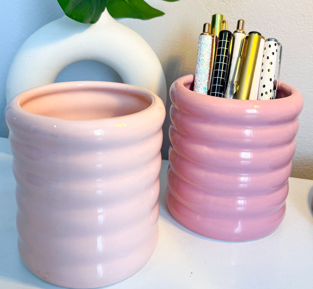 Porta Canetas Porcelana Rosa - Lovely Papelaria