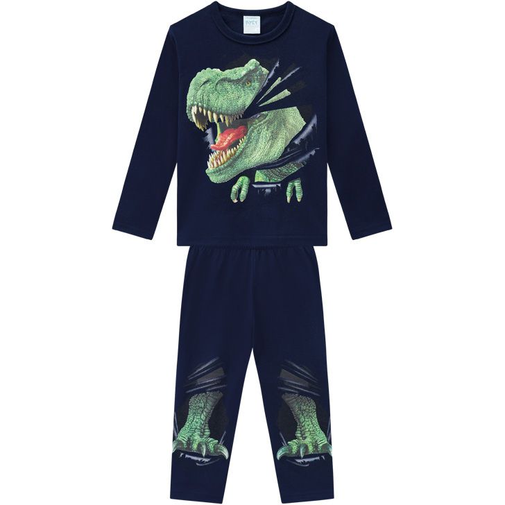 Pijama Longo Infantil Dinossauro 3D Brilha no Escuro Kyly 2075488 ...