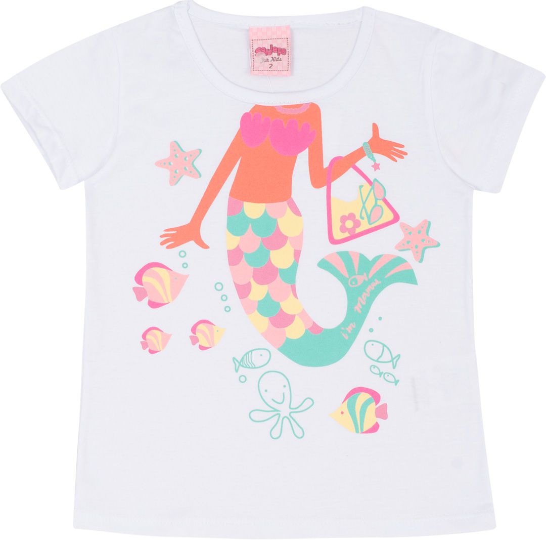 Pijama Camiseta Sereia + Short Serelepe 5127 - Balaloom Moda Bebê