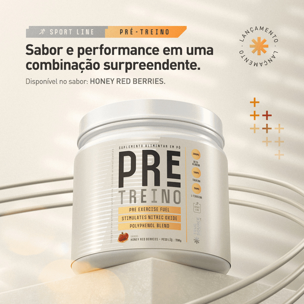 Pré-Treino, Honey Red Berries, 390g, True Source, Franco Sports ...
