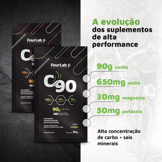 C90 Isotônico em Pó FourLab 94g – 90g Carboidratos + Eletrólitos ...