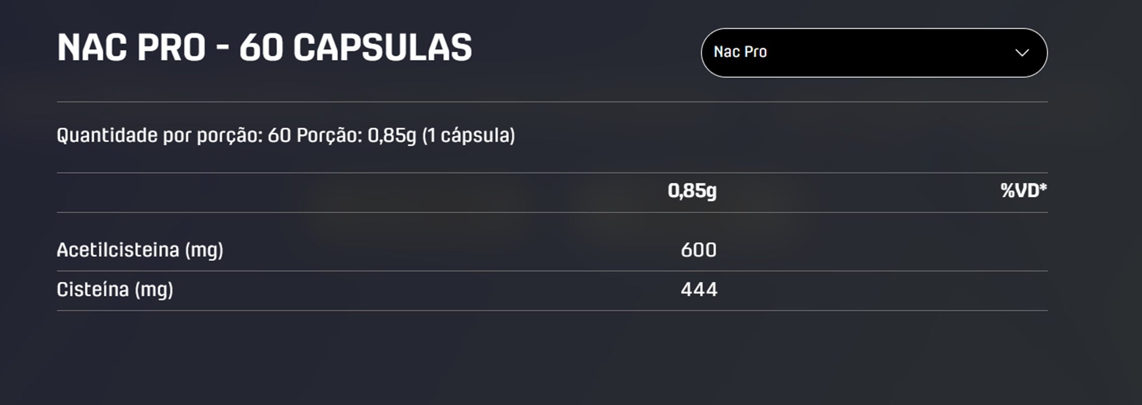 NAC Pro DUX 60 Cápsulas 600mg | Antioxidante e Proteção Celular ...