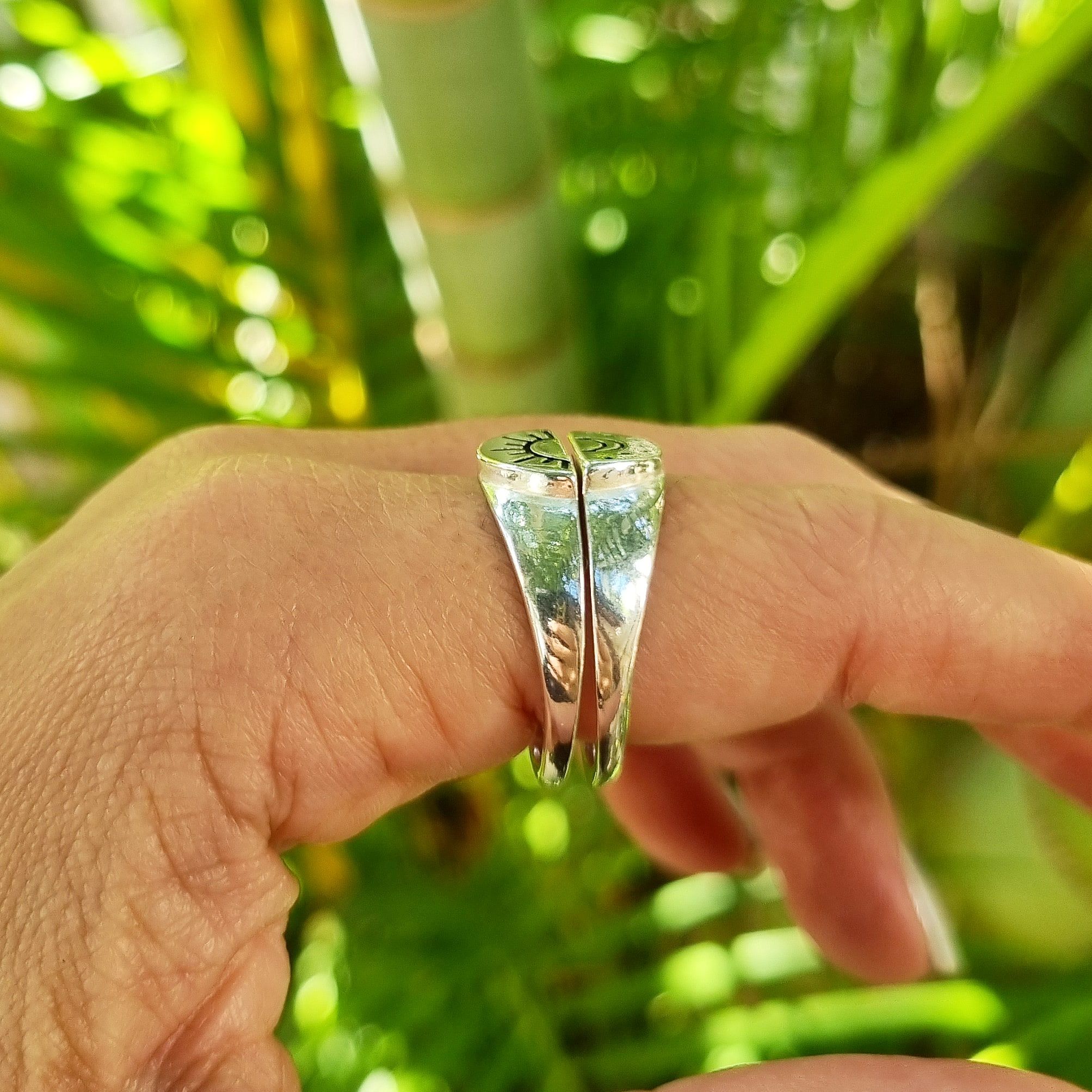 Anel Sol e Lua Duplo em Prata 925 - Aroeira Pratas